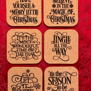 Christmas Sayings / Quotes on Cork Coasters Set of 6 - Etsy