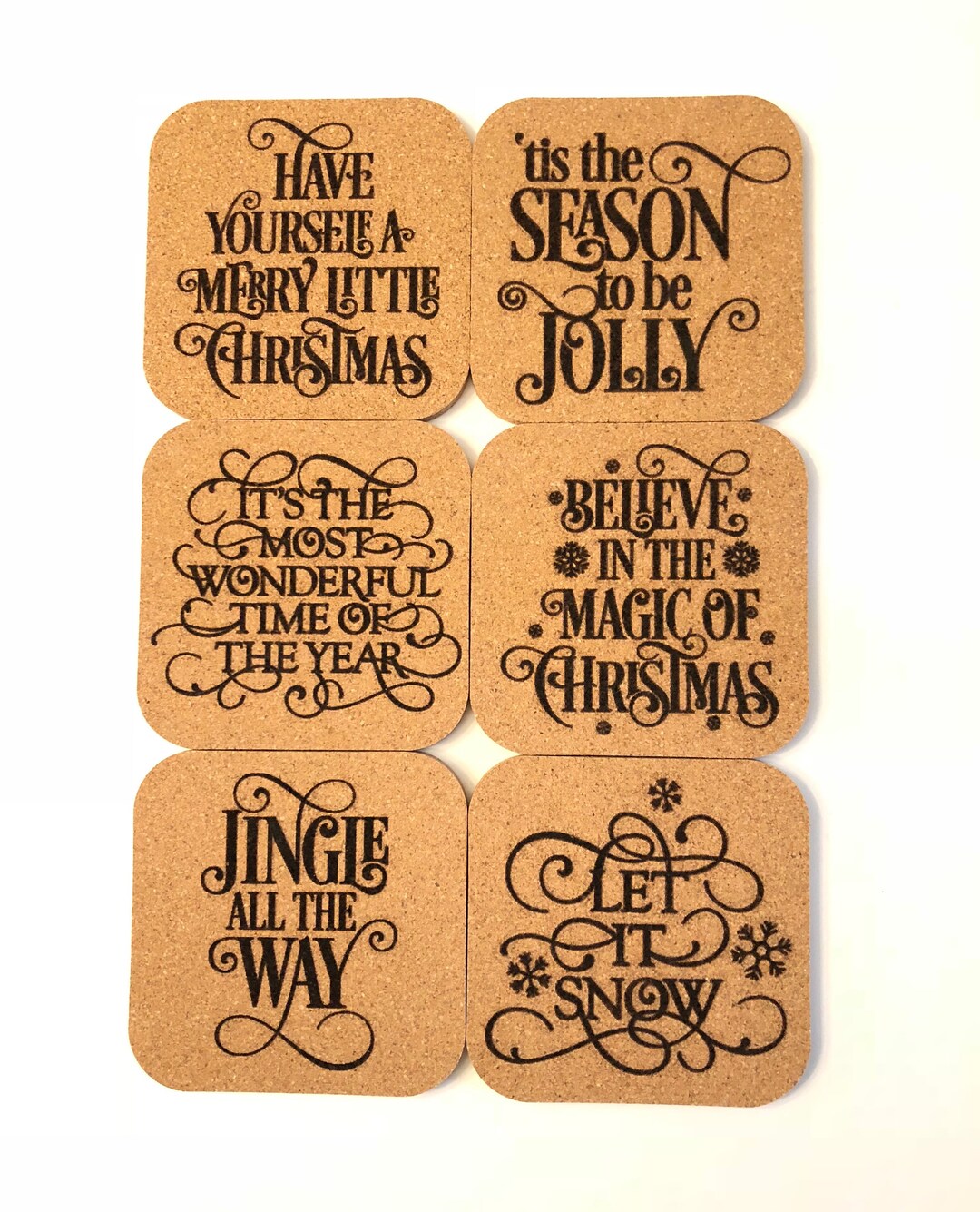 Christmas Sayings / Quotes on Cork Coasters Set of 6 - Etsy