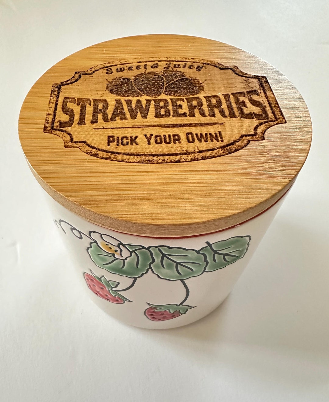 Strawberry Design Ceramic Storage Jar Laser Engraved With Custom ...