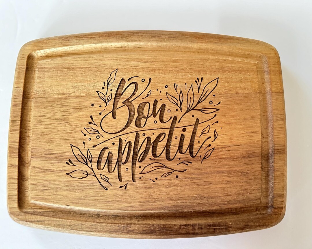 Bon Appetit Laser Engraved on Acacia Cutting Board - Etsy