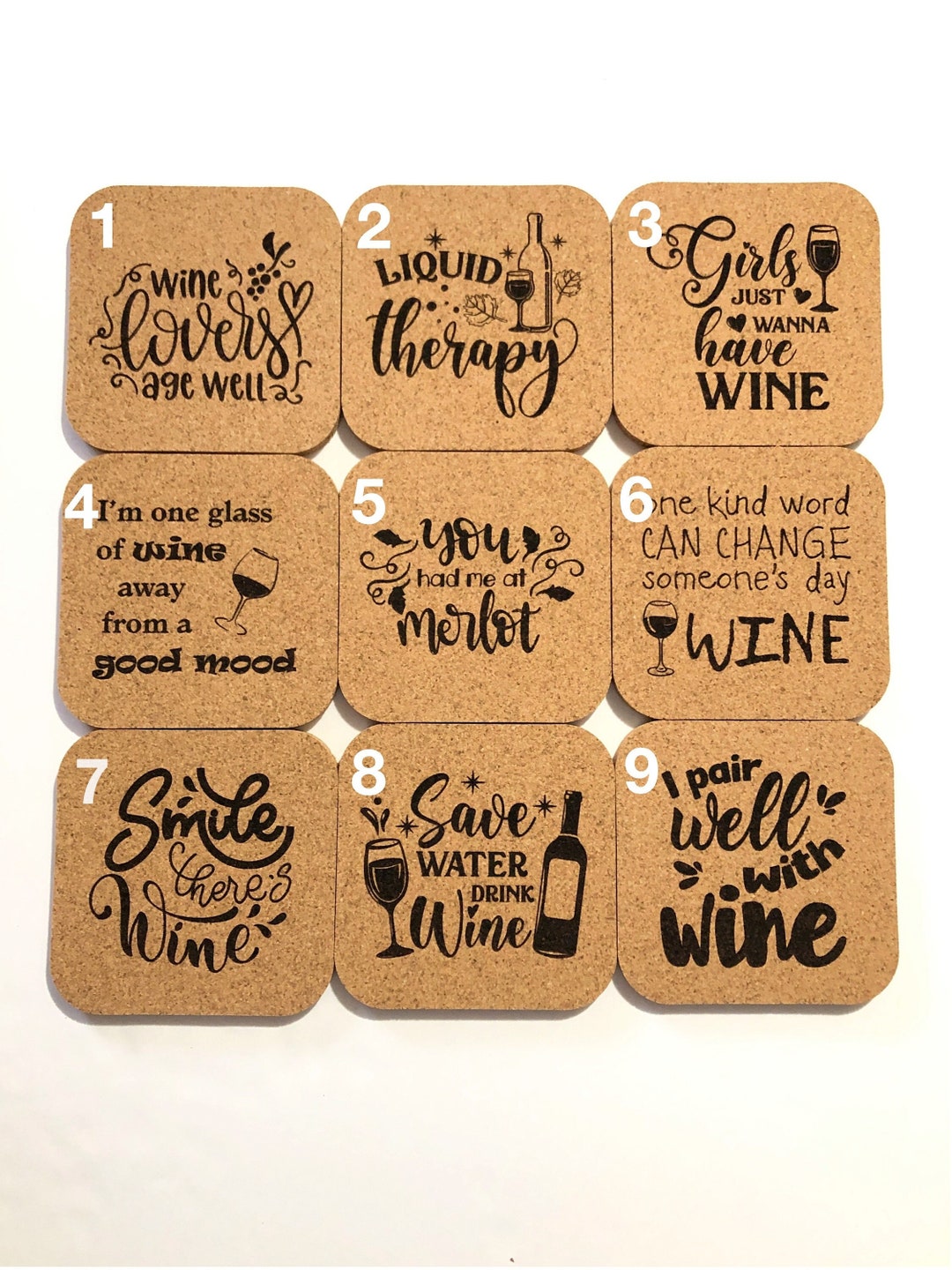 Wine Quotes / Sayings Mix & Match Cork Coasters Set of 4 - Etsy