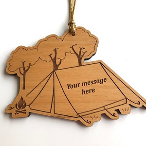 Personalized Wood Camping Ornament - Etsy