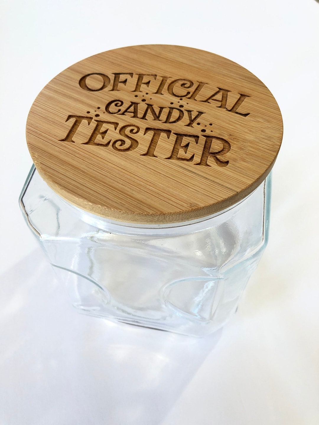 Glass Candy Jar / Storage Jar Laser Engraved With Official Candy Tester ...