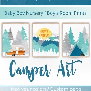 Happy Camper Print Camper Decor Mountain Nursery Decor Baby | Etsy