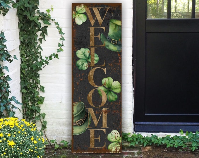 St Patricks Day Welcome Sign for Front Porch Vintage St. - Etsy