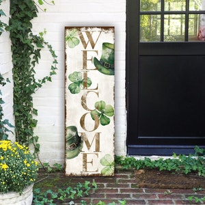 St Patricks Day Welcome Sign for Front Porch, Vintage St. Patrick's ...
