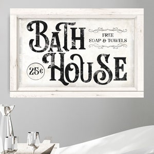 Modern Farmhouse Bath House Sign Rustic Bathroom Decor - Etsy