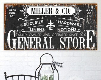 General Store Sign Personalized Dry Goods Textiles & Gifts - Etsy