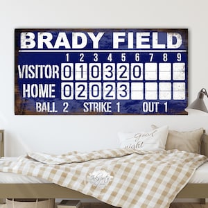 Custom Baseball Scoreboard Sign, Baseball Decor, Baseball Name Sign ...