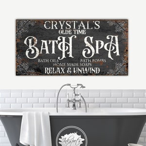 Vintage Bath Sign, Relax Bathroom Sign, Personalized Modern Farmhouse ...