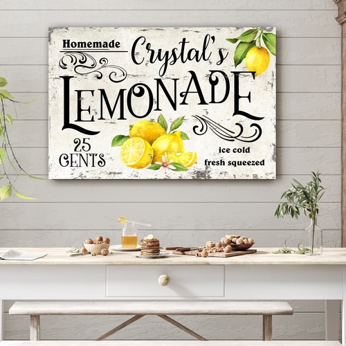 Lemonade Sign Lemon Kitchen Decor Personalised Modern | Etsy