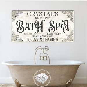 Vintage Bath Sign, Relax Bathroom Sign, Personalized Modern Farmhouse ...