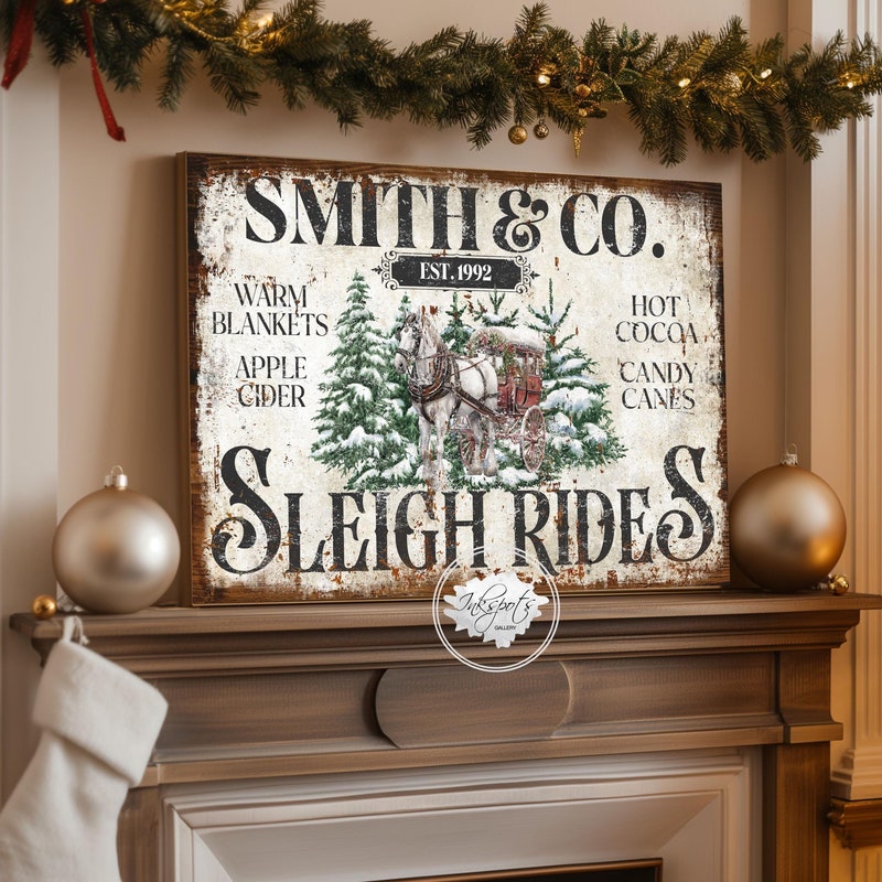 Large Sleigh Rides Sign - Etsy