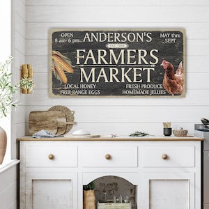Custom Farmers Market Sign, Personalized Modern Farmhouse Decor Large ...