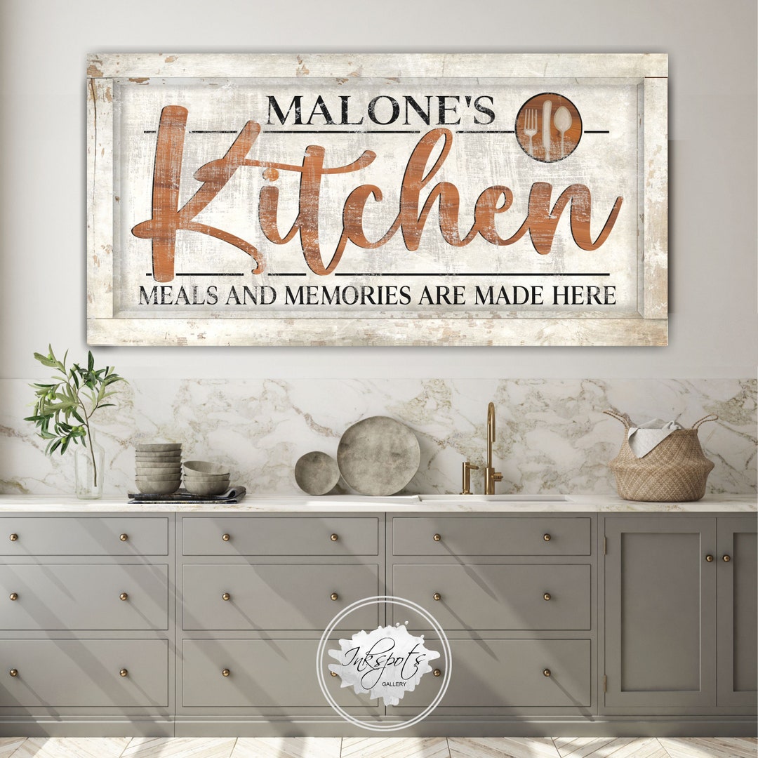 Meals and Memories Farmhouse Kitchen Sign, Rustic Kitchen Wall Decor ...