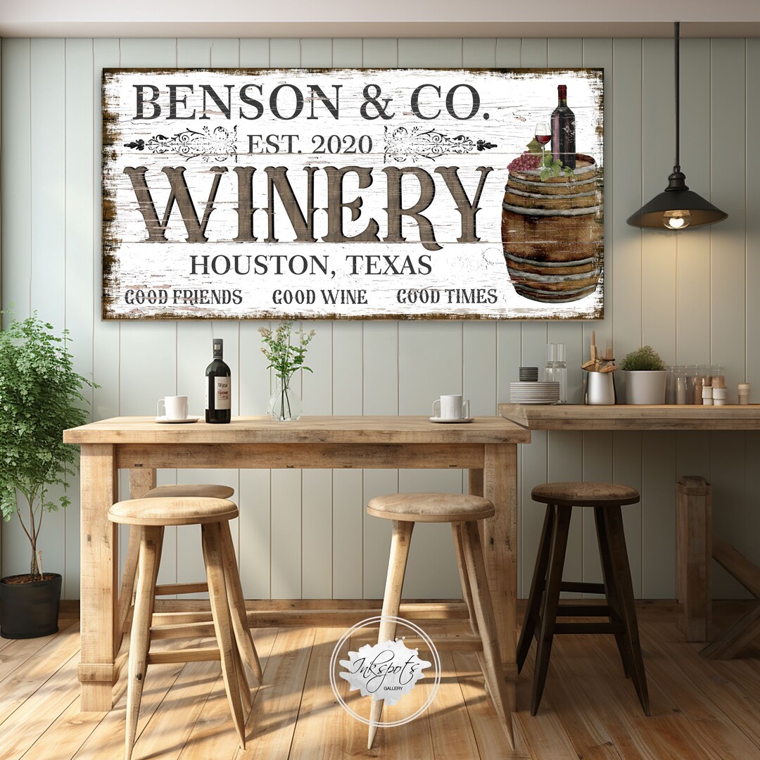 Wine Bar Sign, Personalized Wine Cellar Sign, Modern Farmhouse Custom ...