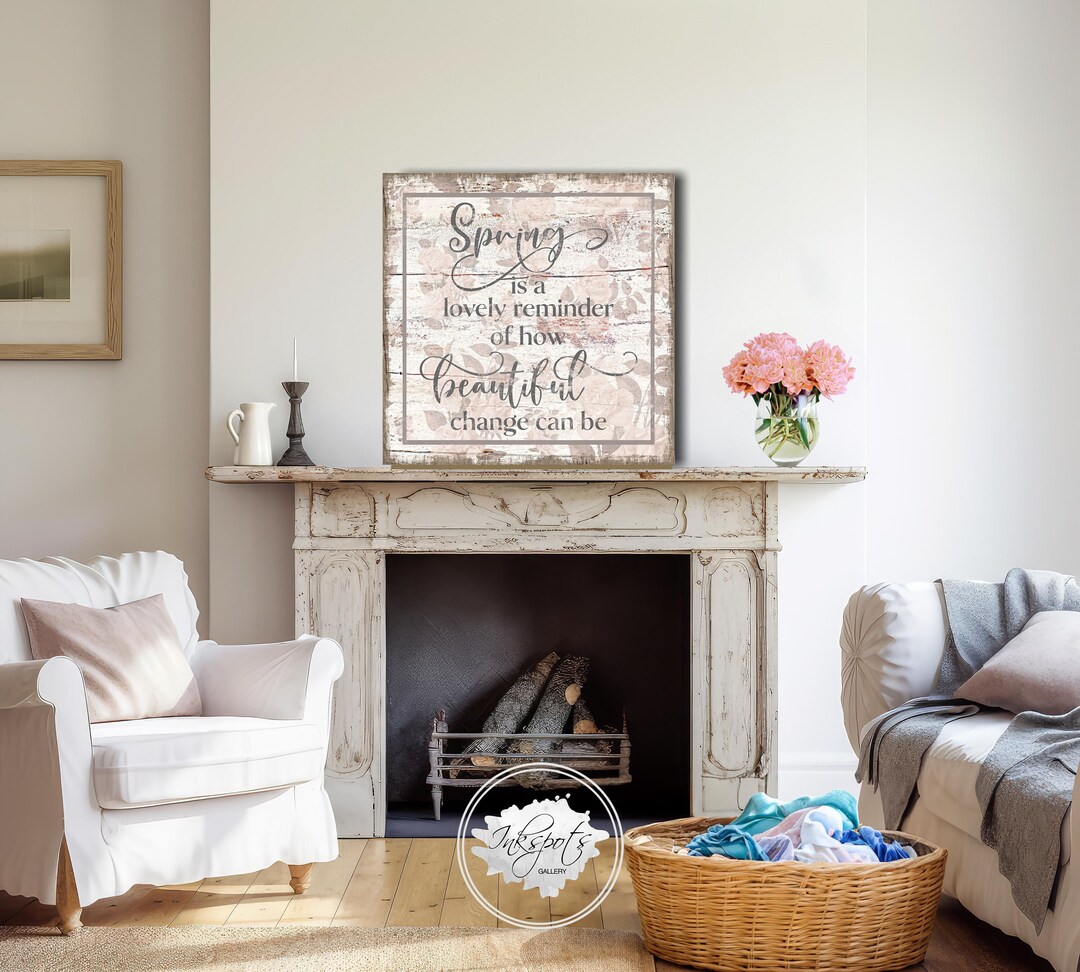 Spring Porch Sign, Vintage Spring Decor, Rustic Modern Farmhouse Entryway Decor Canvas, Welcome ...