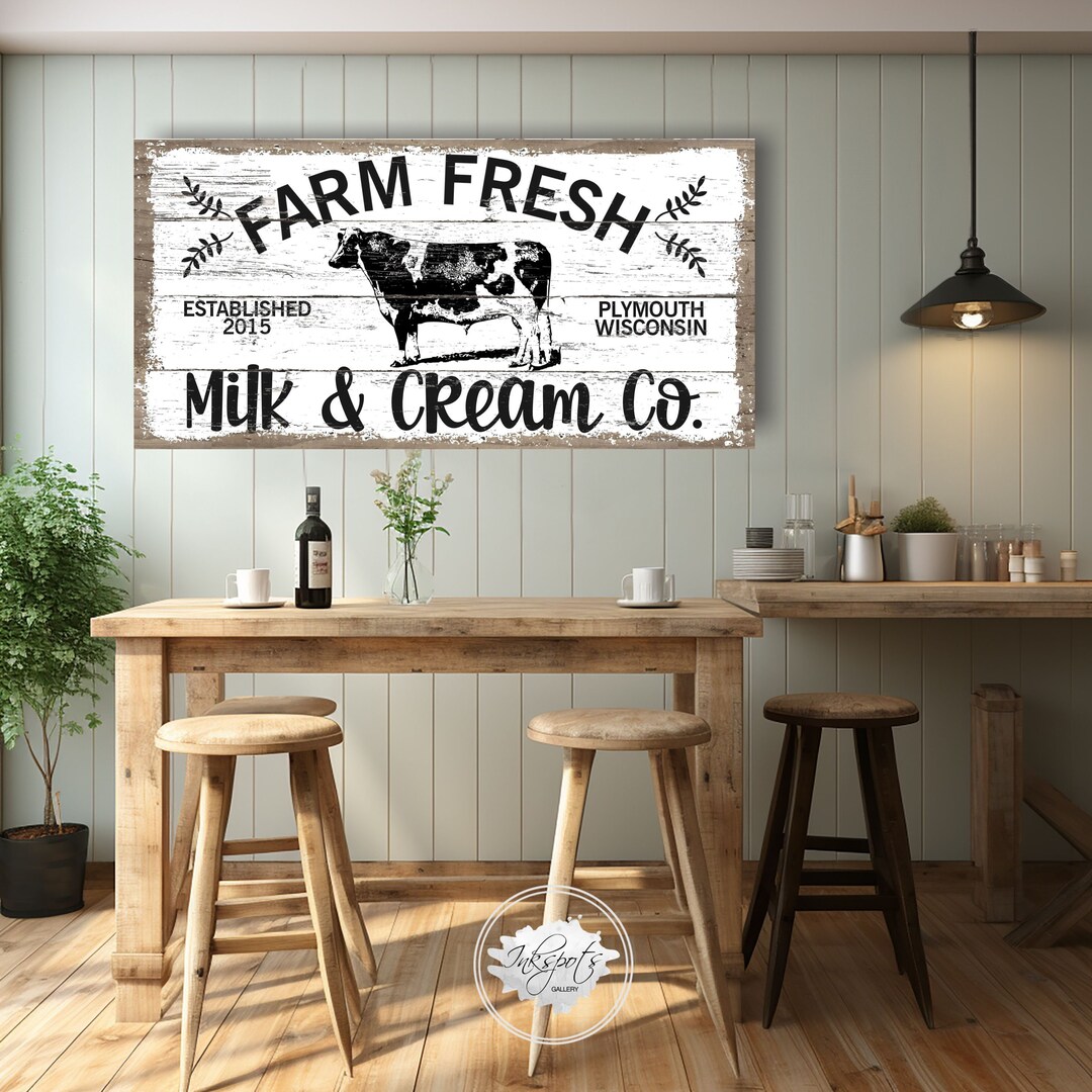 Country Kitchen Sign Modern Farmhouse Cow Sign Kitchen Decor Custom ...