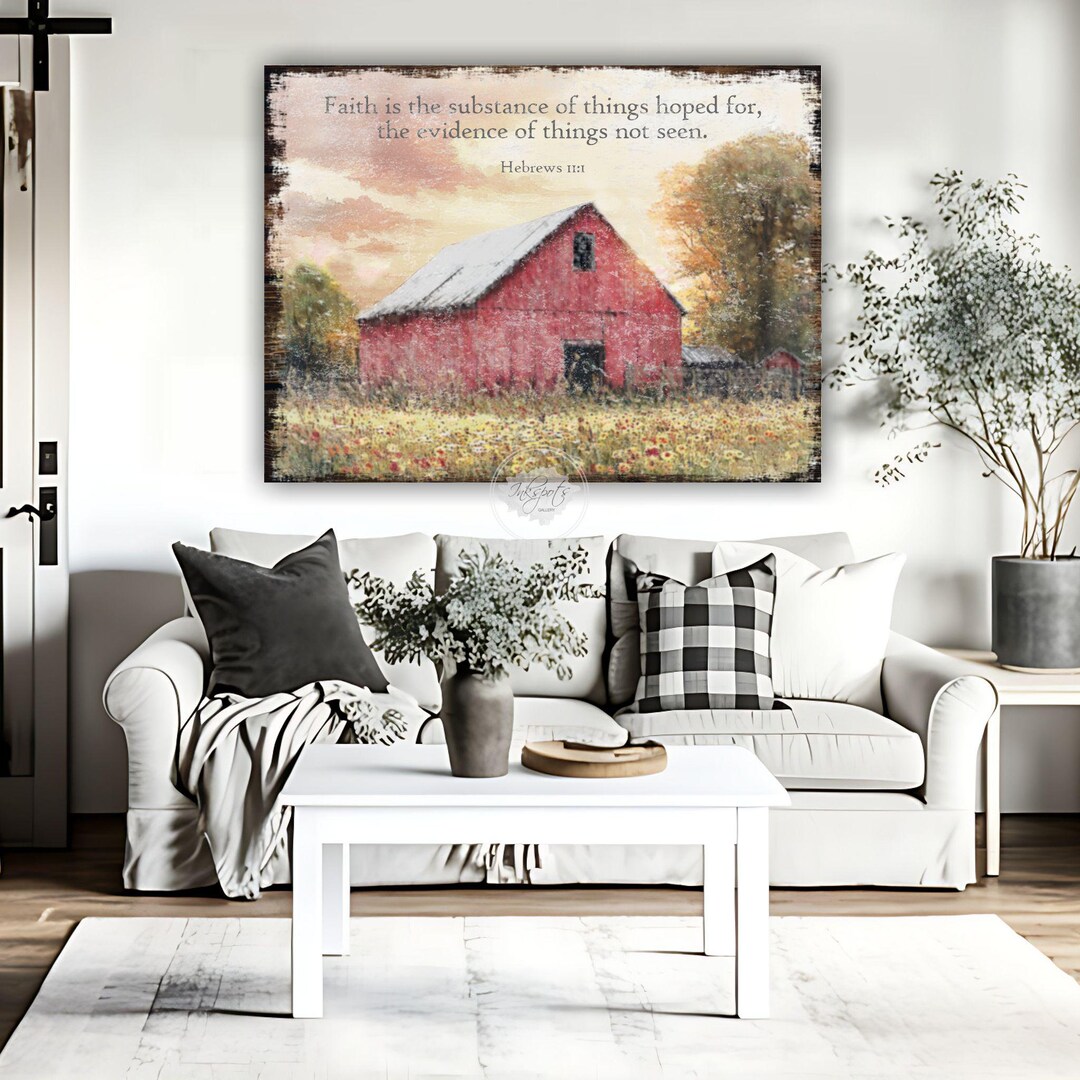 Farmhouse Scripture Sign, Hebrews 11 1 Rustic Farmhouse Wall Decor ...