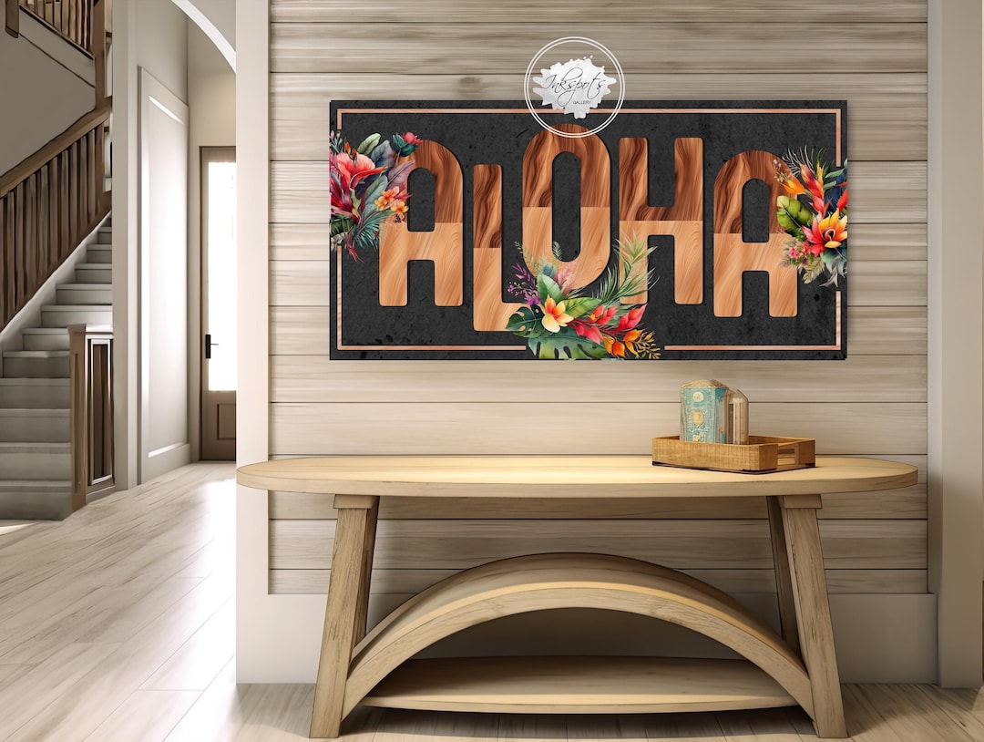 Aloha Sign Coastal Wall Art, Hawaiian Sign Beach Decor, Beach House ...