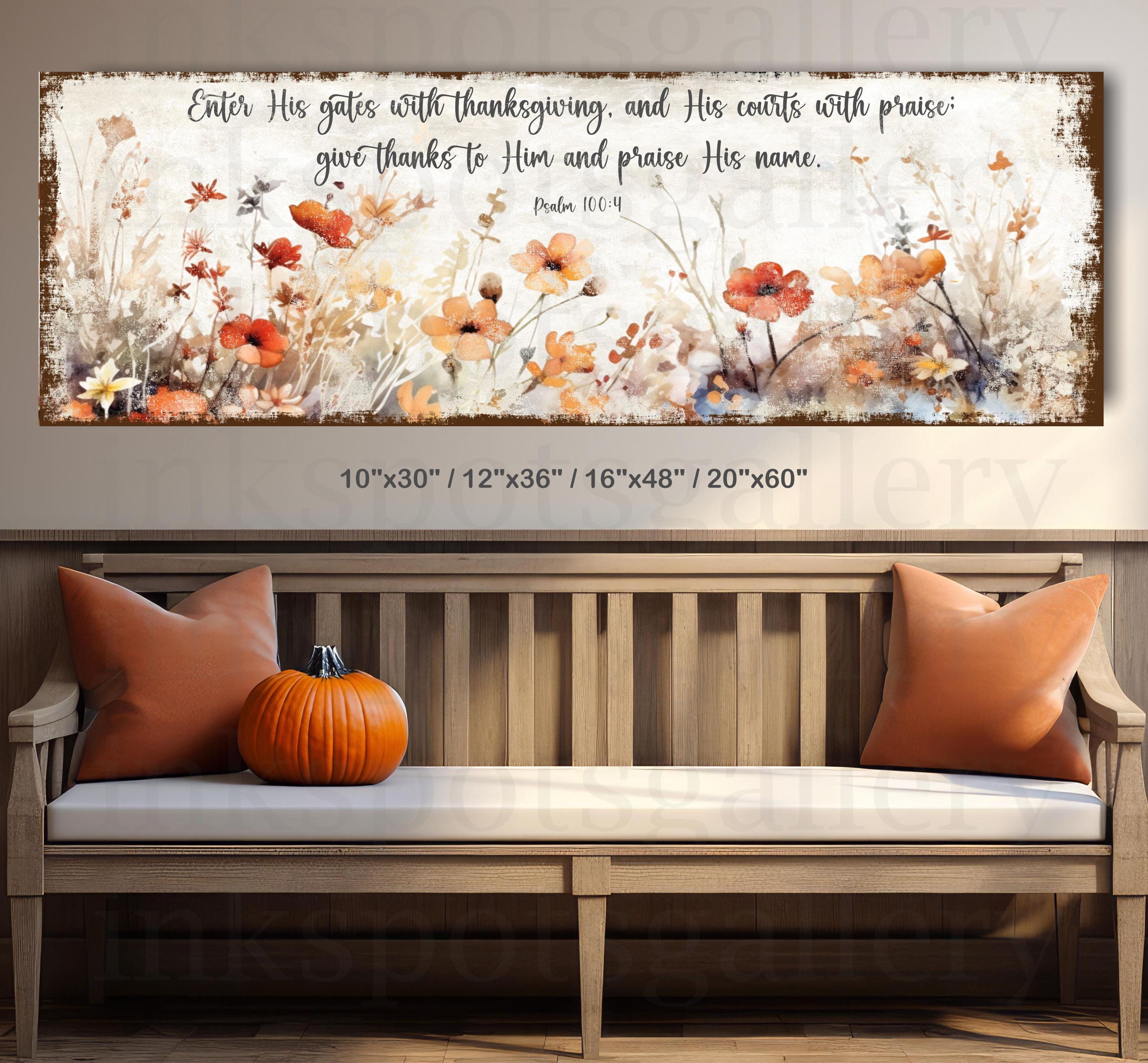 Give Thanks to the Lord Scripture Sign, Rustic Fall Decor Large Bible ...