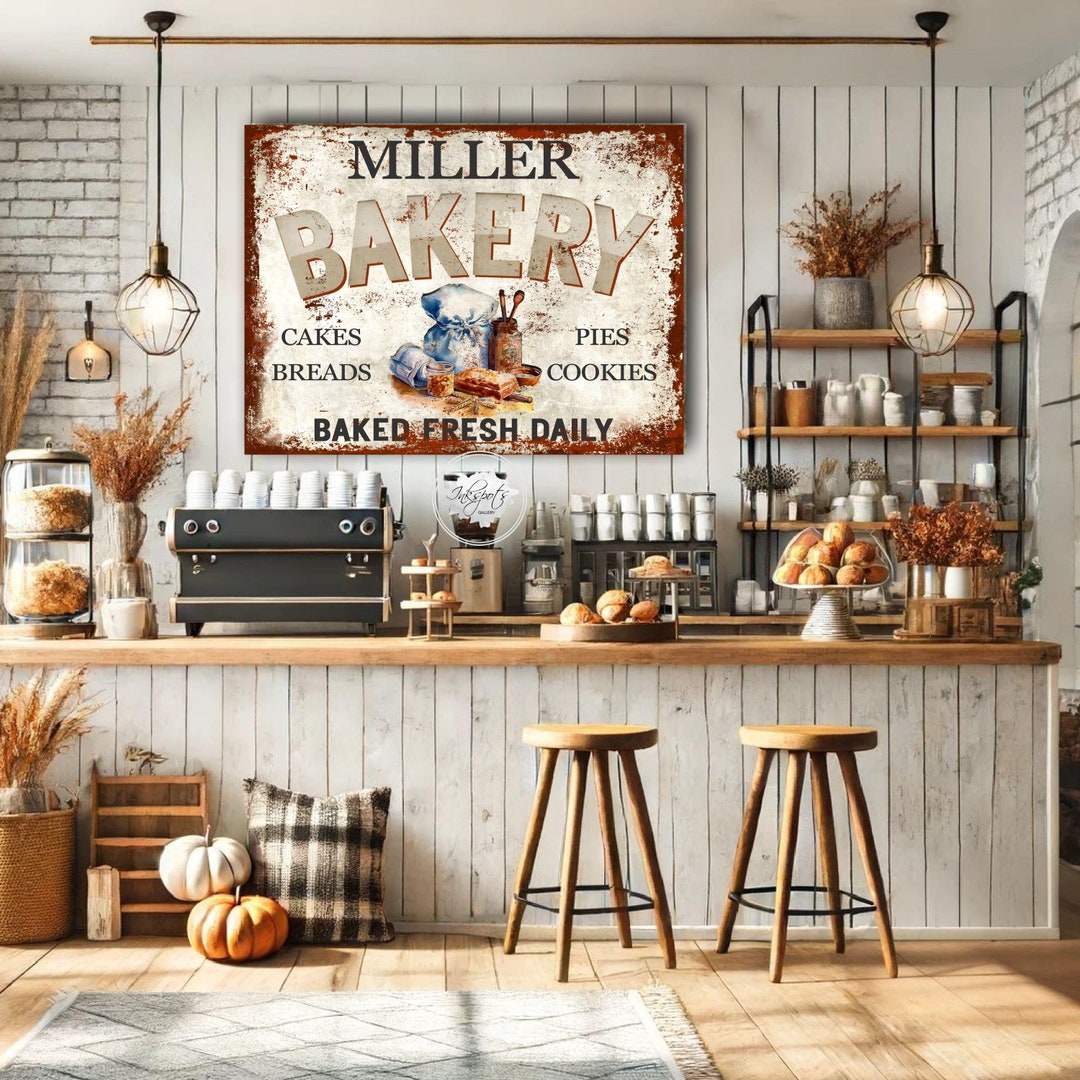 Bakery Wall Art Sign, Modern Farmhouse Kitchen Decor, Rustic Industrial ...