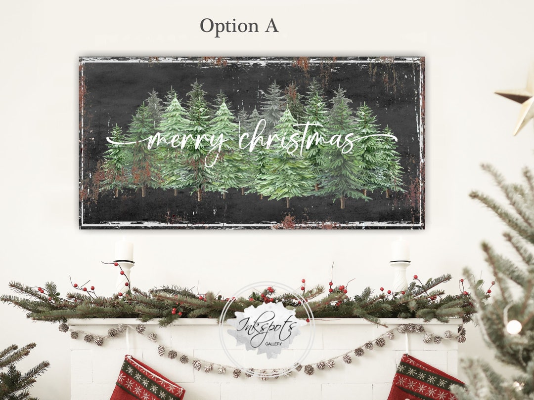 Merry Christmas Sign | Rustic Farmhouse Christmas Canvas | Christmas ...