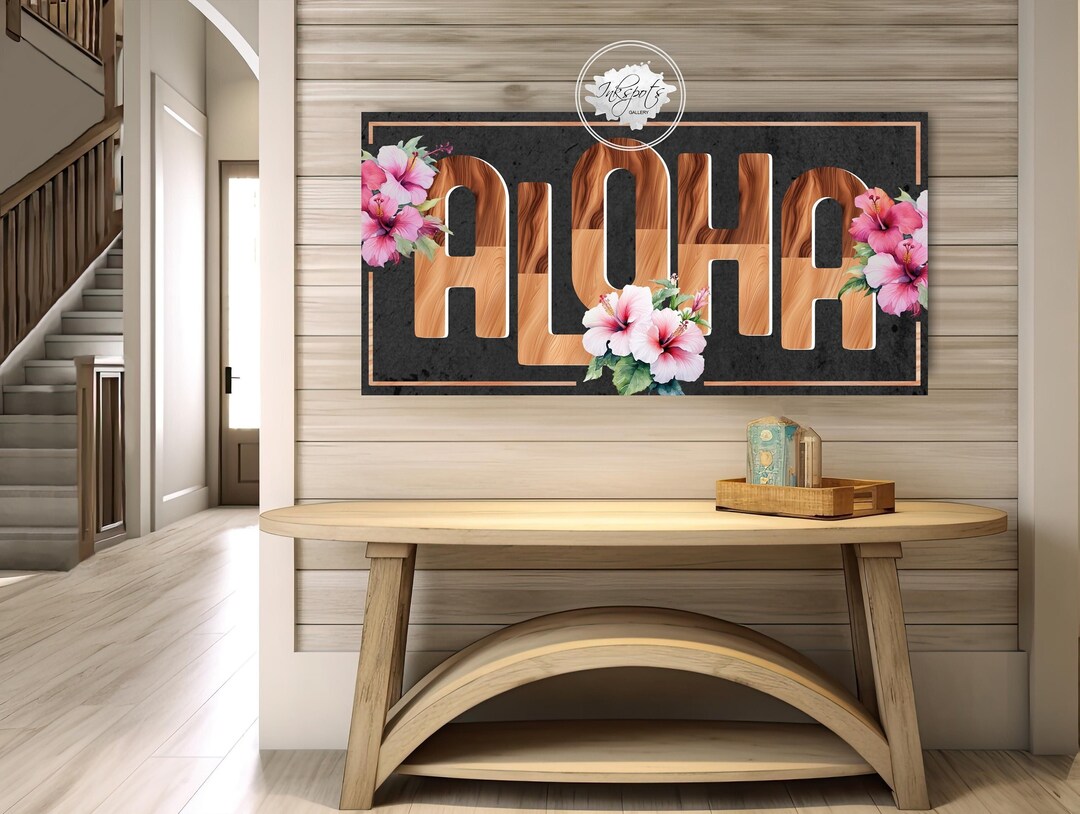 Aloha Sign Coastal Wall Art, Hawaiian Sign Beach Decor, Beach House ...