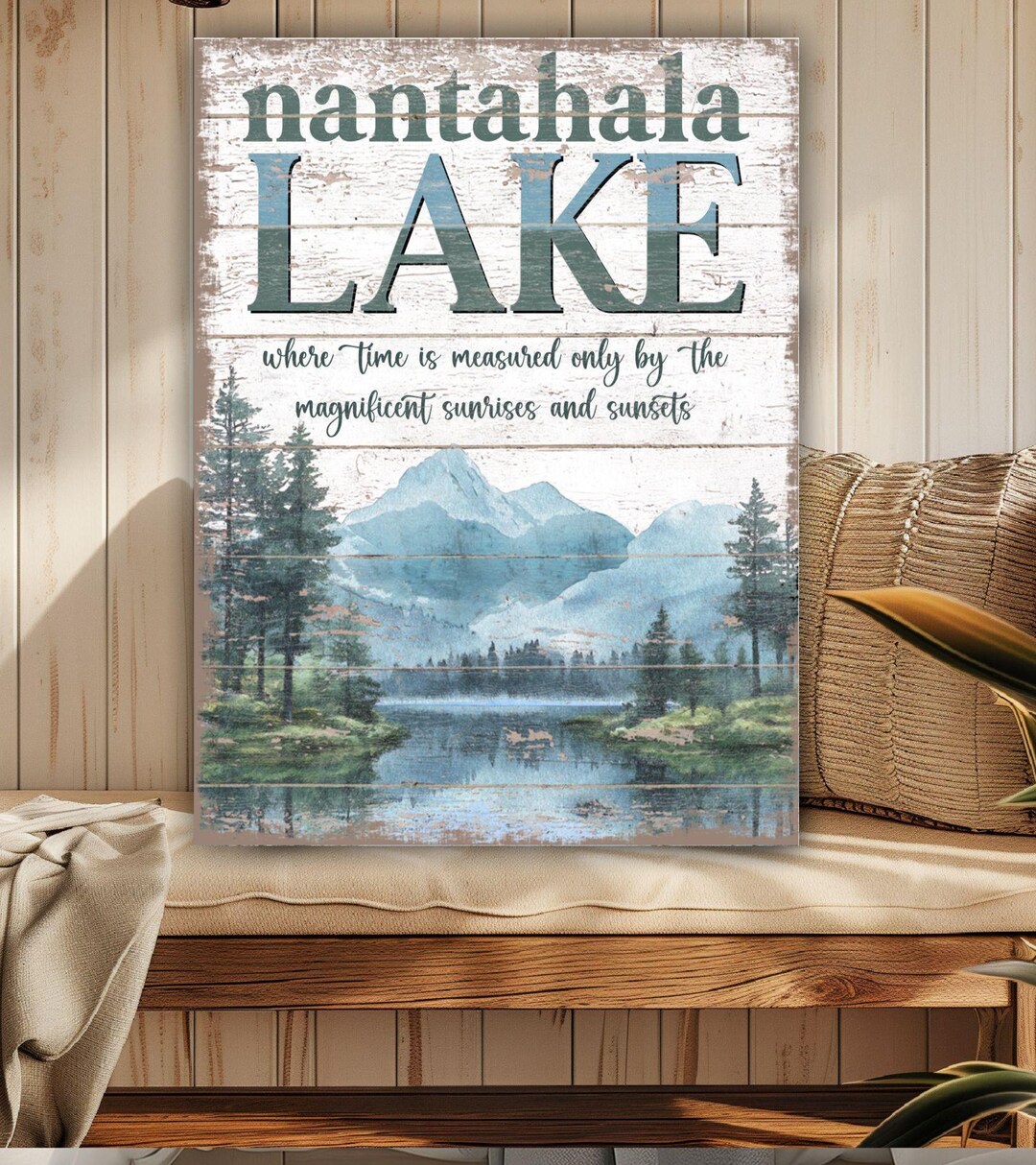 Custom Lake Name Sign Large Custom Canvas, Lake House Wall Art Coastal ...