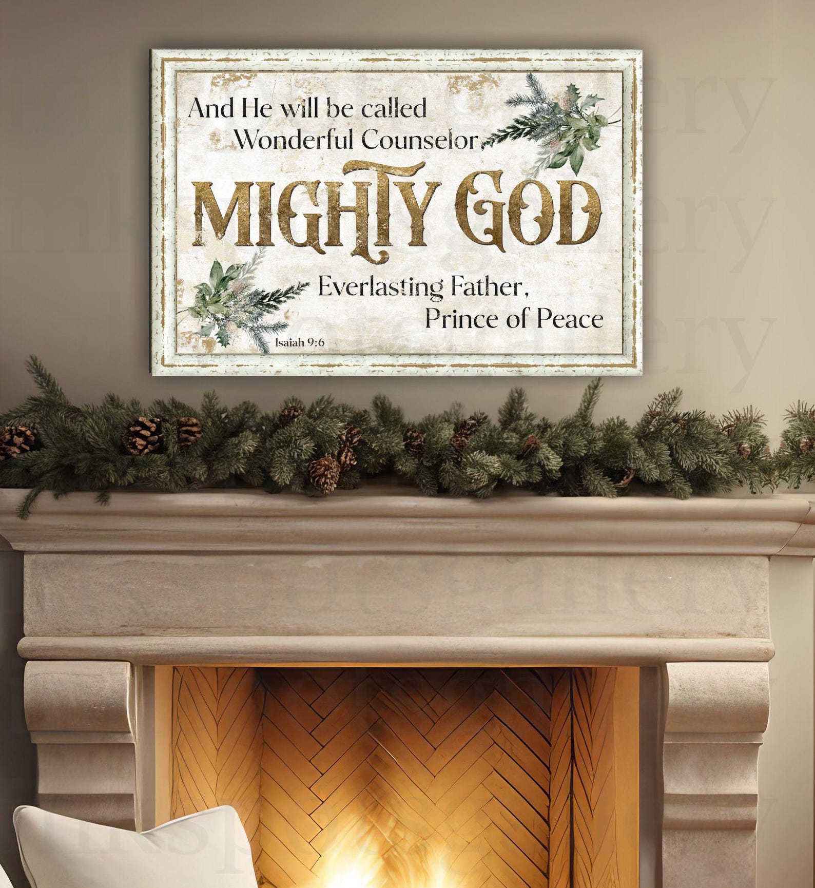 Names of Jesus Christian Christmas Scripture Sign, Isaiah 9:6 Bible ...