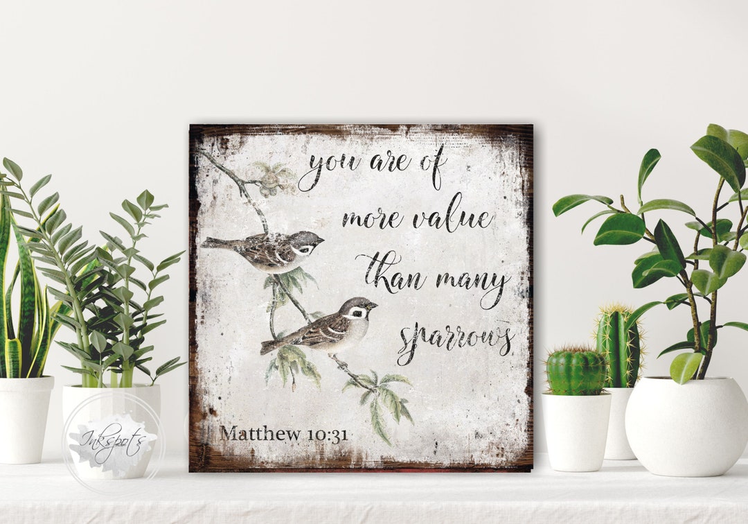 Matthew 10 31 Vintage Scripture Wall Art, You Are Worth More Than Many ...