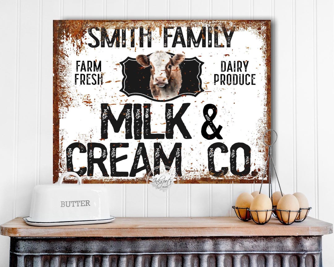 Custom Farm House Sign Dairy Cow Sign Modern Farmhouse Kitchen Wall Art ...