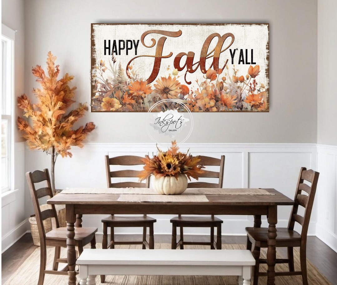 Happy Fall Yall Sign, Rustic Fall Welcome Sign, Modern Farmhouse Autumn ...