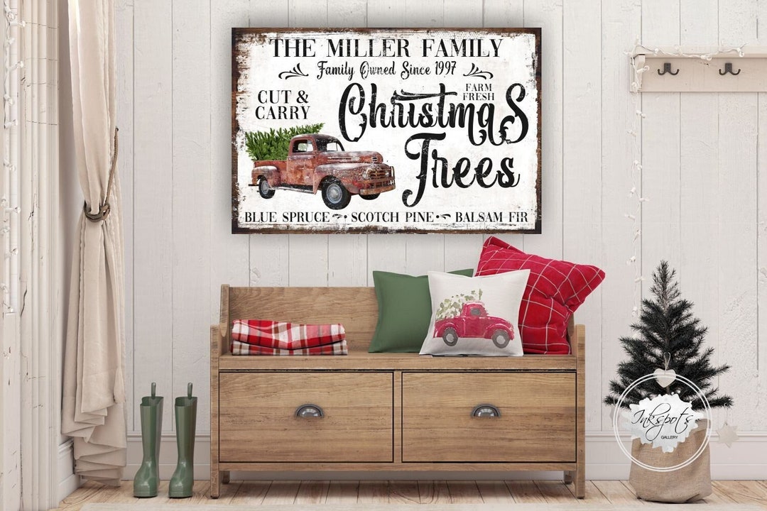 Farm Fresh Christmas Tree Sign Farmhouse Christmas Large Custom Canvas ...