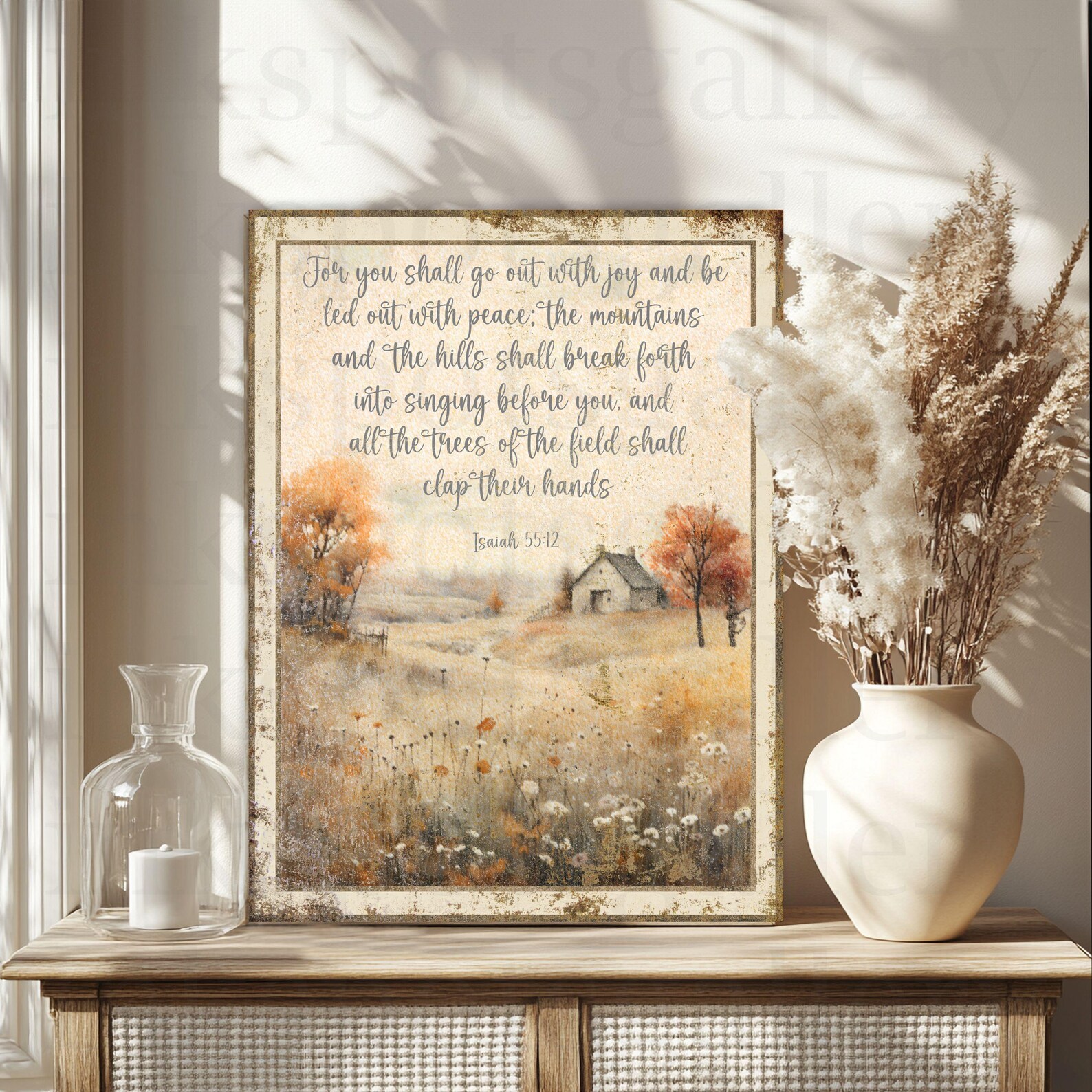 You Shall Go Out in Joy Isaiah 55 Scripture Sign Rustic Fall Decoration ...