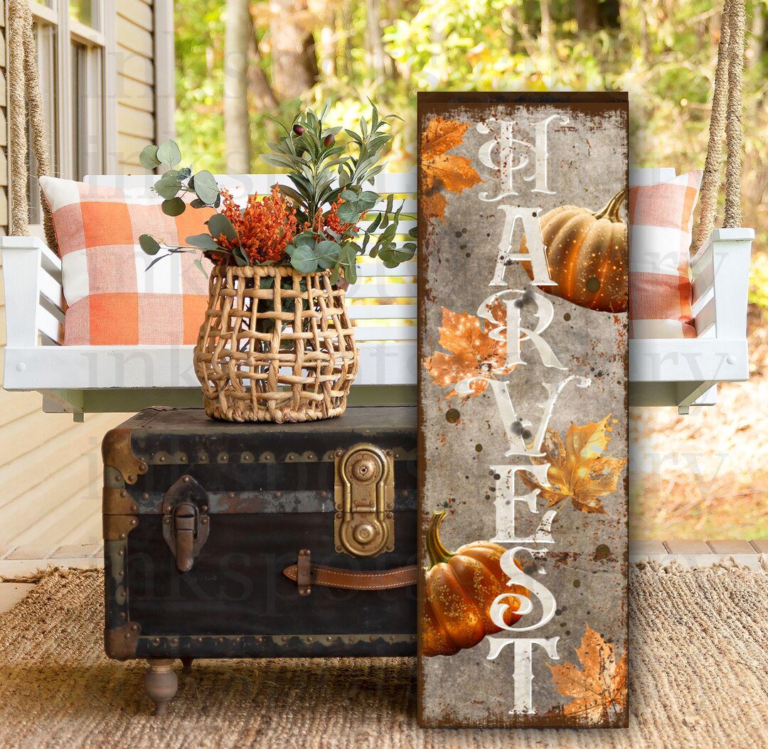 Harvest Signs, Fall Porch Decor, Front Porch Fall Welcome Sign Autumn ...