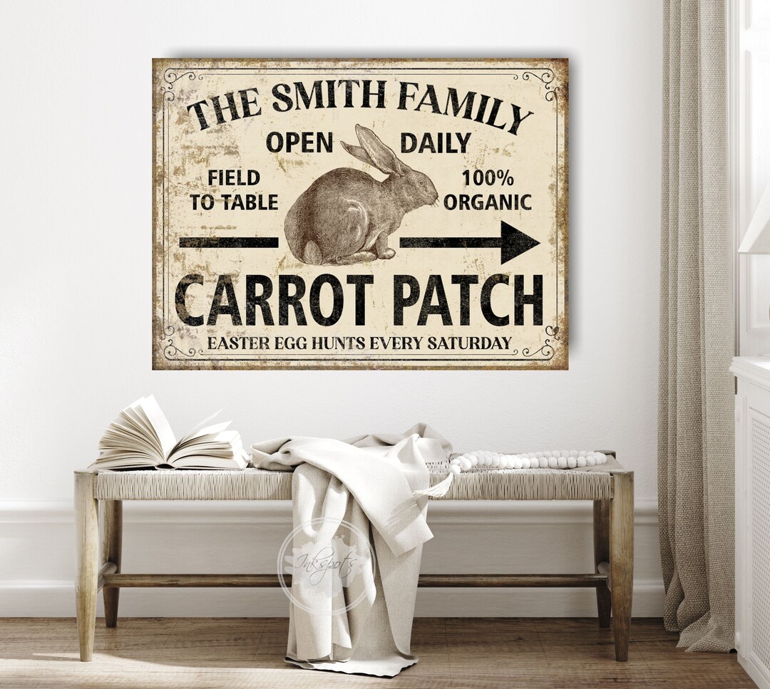 Easter Decoration Vintage Inspired Bunny Sign Rustic Rabbit Wall Art ...