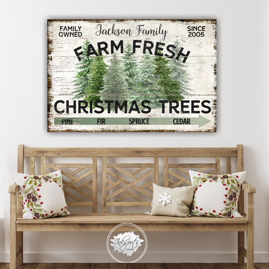 Christmas Trees Sign, Modern Farmhouse Country Christmas Sign, Holiday ...