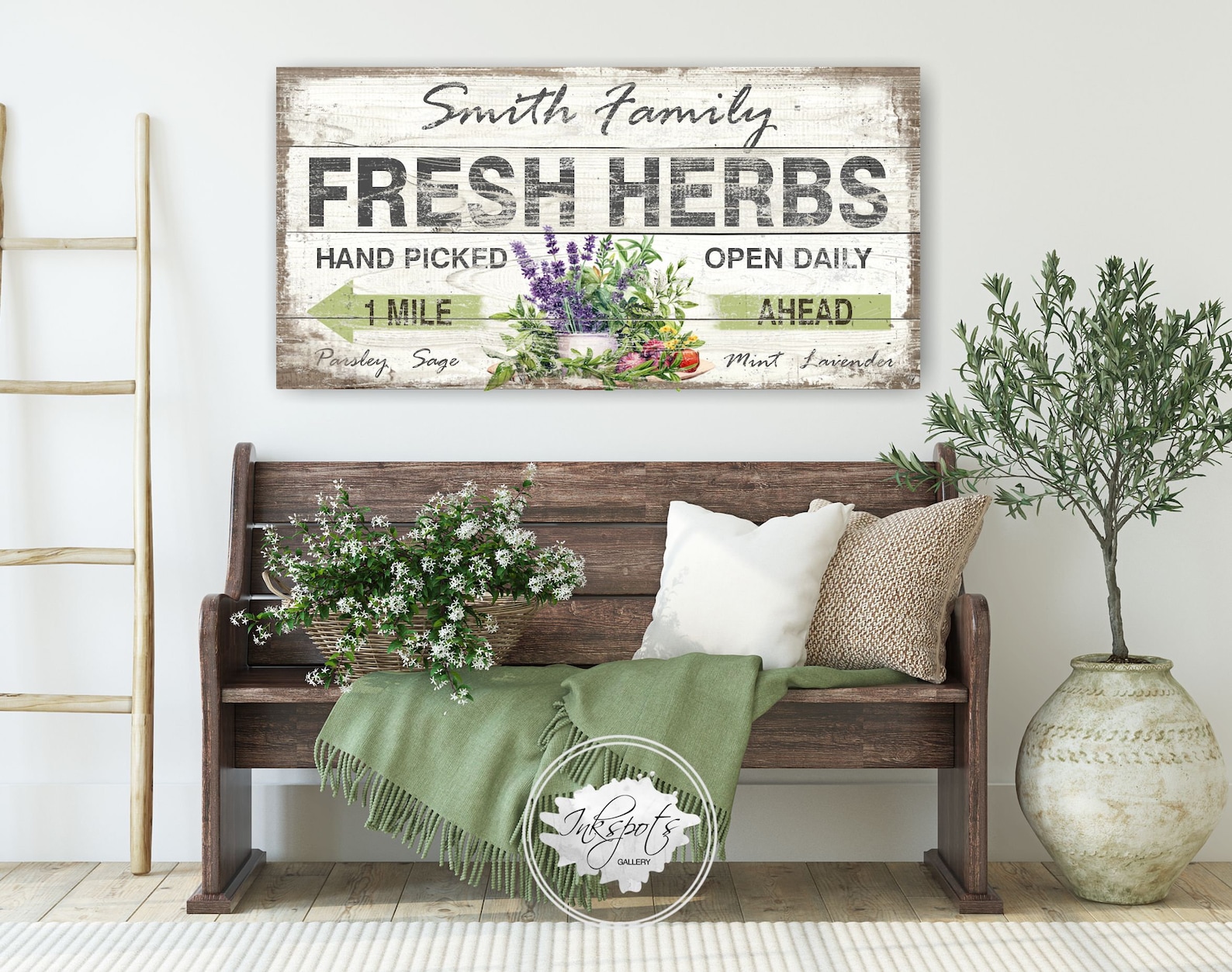 Fresh Herbs Large Kitchen Sign: Personalized Farmhouse Kitchen Garden ...