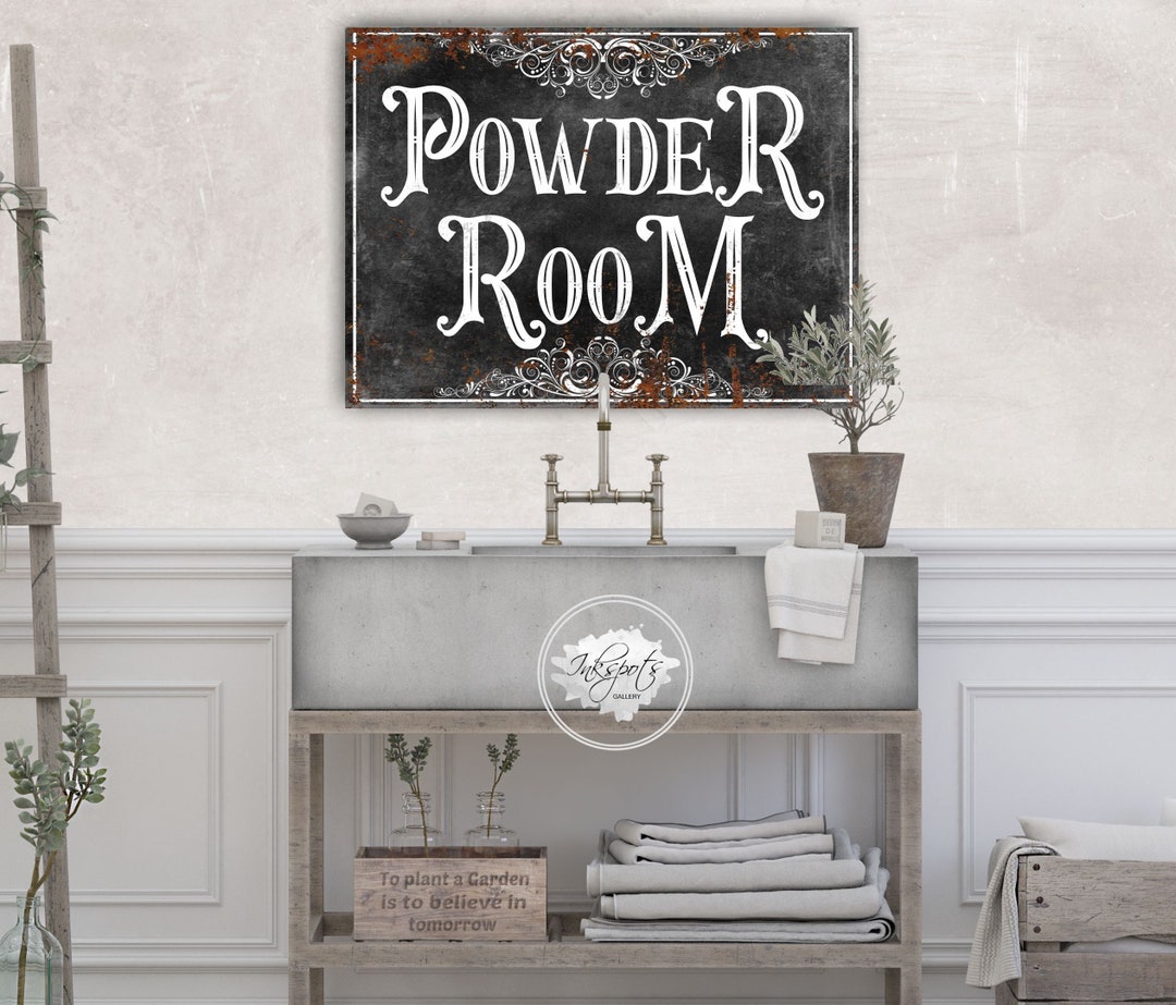 Modern Farmhouse Powder Room Sign, Powder Room Wall Decor, Rustic ...
