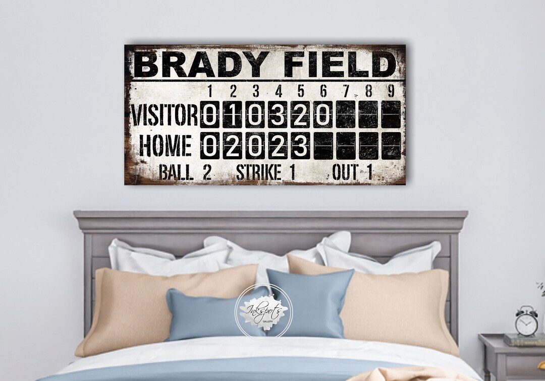Custom Baseball Scoreboard Sign, Baseball Decor, Baseball Name Sign ...
