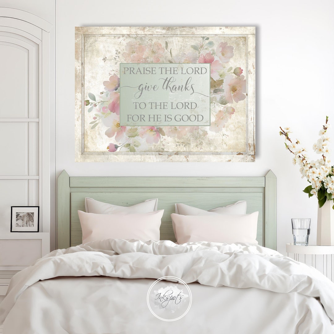 Praise the Lord Christian Wall Art, Give Thanks Sign, Large Scripture ...