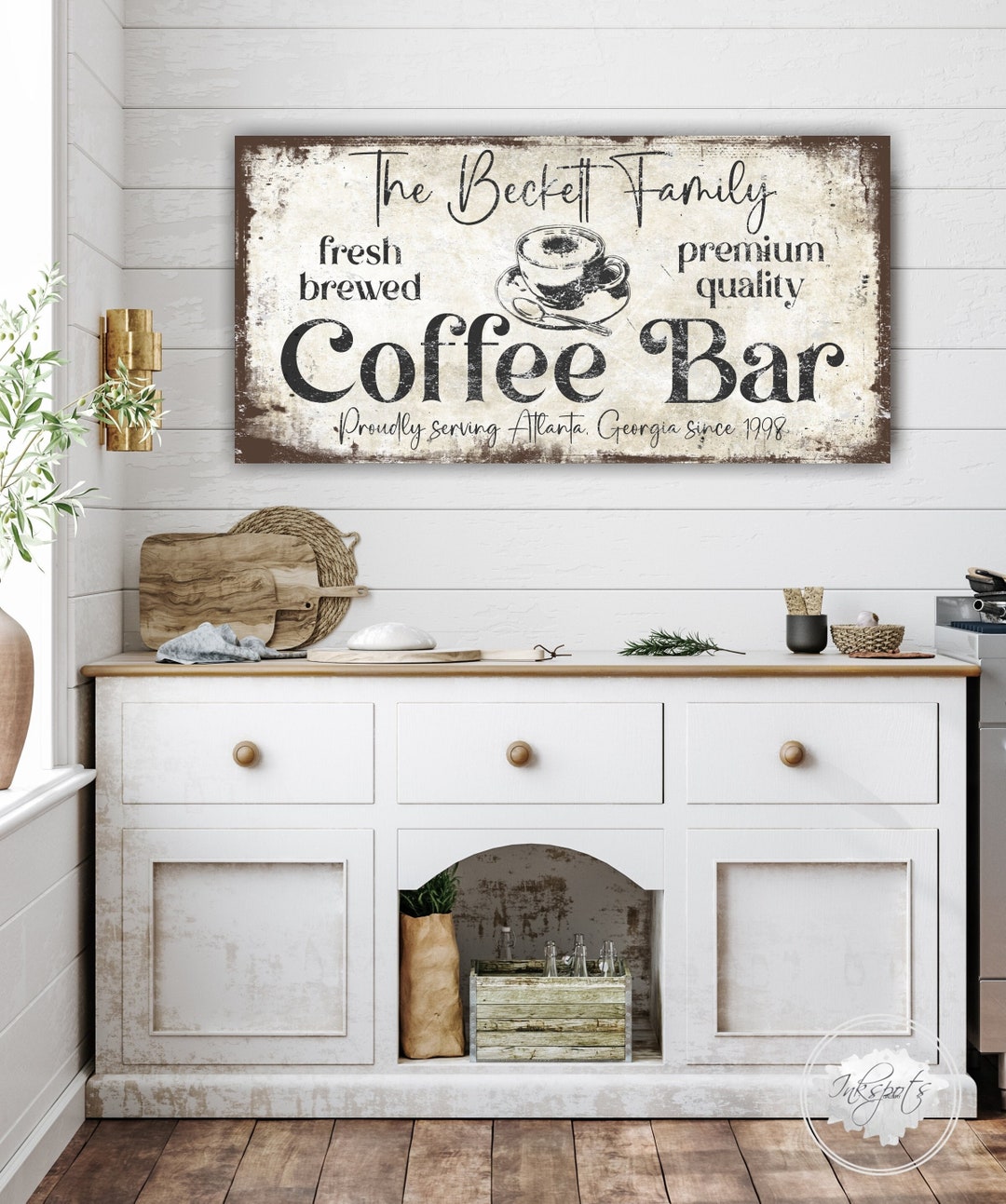 Coffee Bar Sign Kitchen Decor Personalised Modern Farmhouse Decor ...