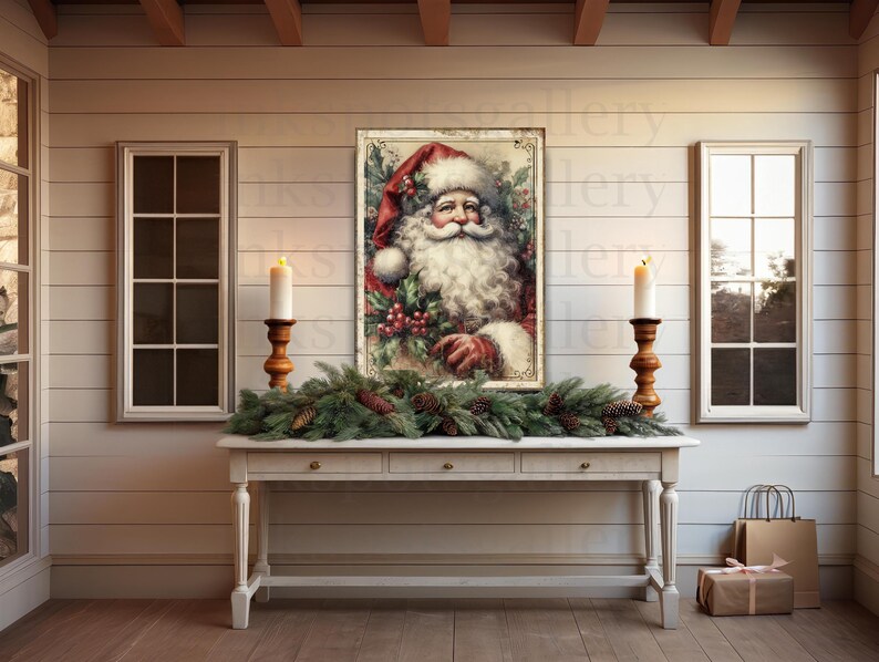 Vintage Santa Claus Wall Decor Rustic Christmas Sign Modern Farmhouse ...