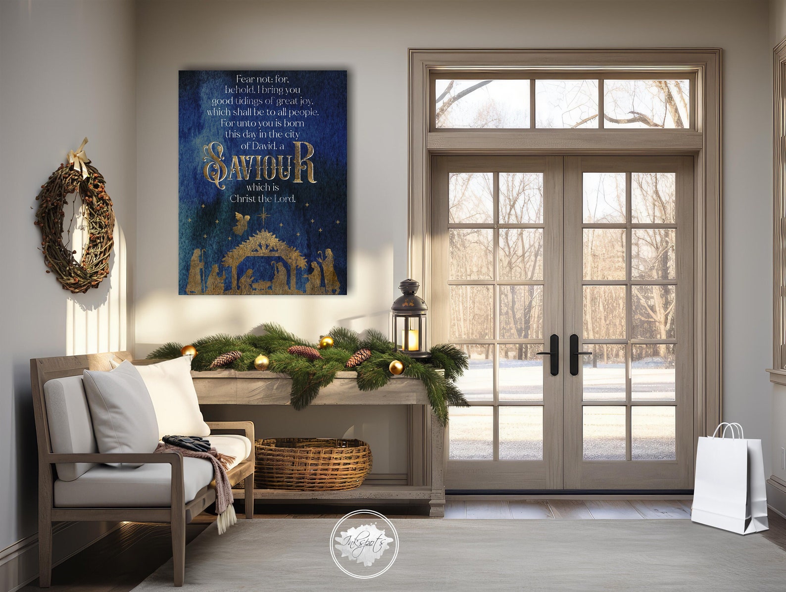 Nativity Christmas Sign: Star of Bethlehem Luke 2 Manger Scene Canvas ...