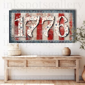 4th of July Sign Vintage July Fourth Decor, 1776 Rustic Porch Sign ...