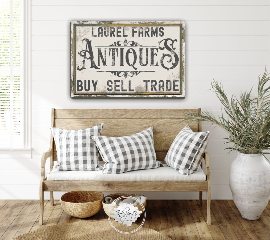 Antique Shop Sign Personalized Antique Market Modern Farmhouse Large ...
