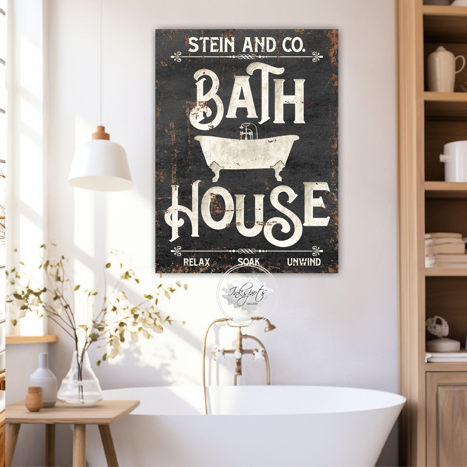 Bath House Sign: Modern Farmhouse Bathroom Decor Personalized With Name ...