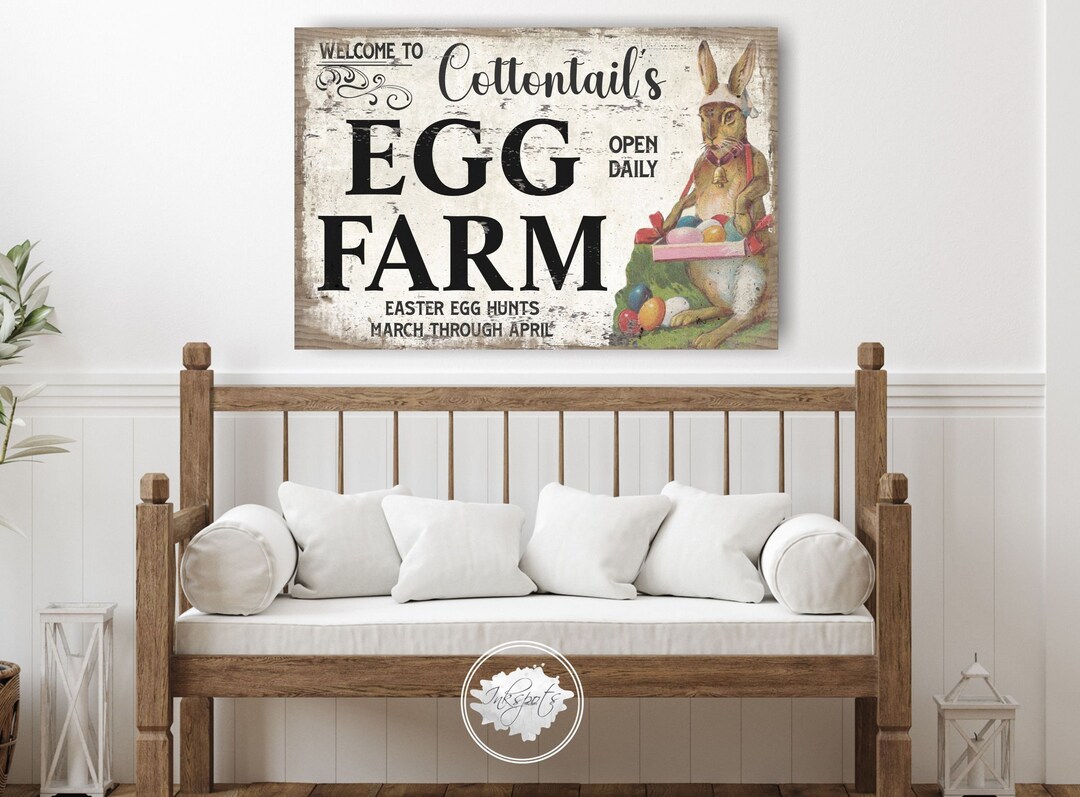 Personalized Easter Sign Rustic Easter Egg Farm Sign Modern Farmhouse ...