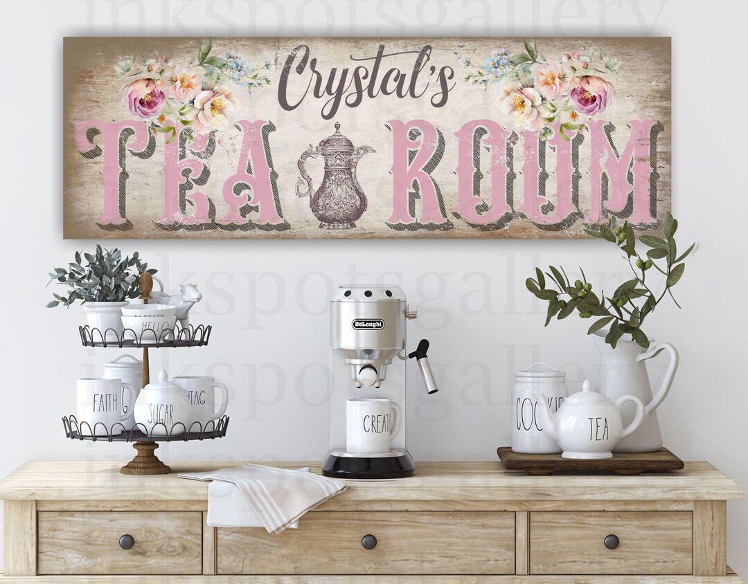 Personalized Victorian Style Tea Room Sign Custom Tea Lover Gift Large ...